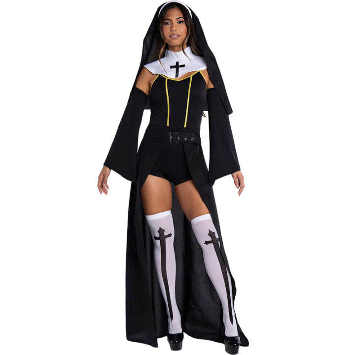 lily'sshop Halloween Mother Superior Costume Adult Nun Costume Black ...