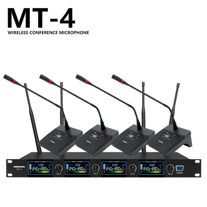 Queen AUDIO RIWORAL MT4 UHF 4 channel professional wireless microphone ...