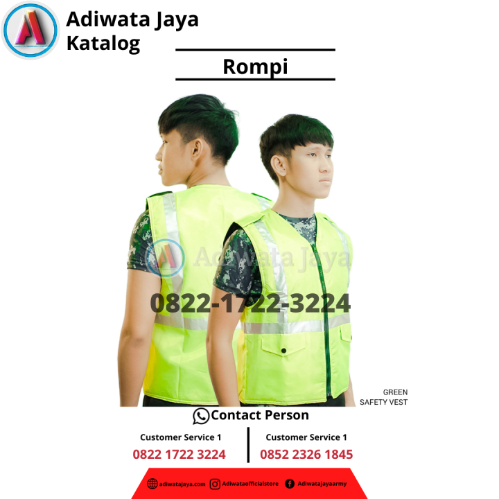 Rompi Proyek Hijau Stabilo / Safety / Rompi Serbaguna / Rompi Parkir ...