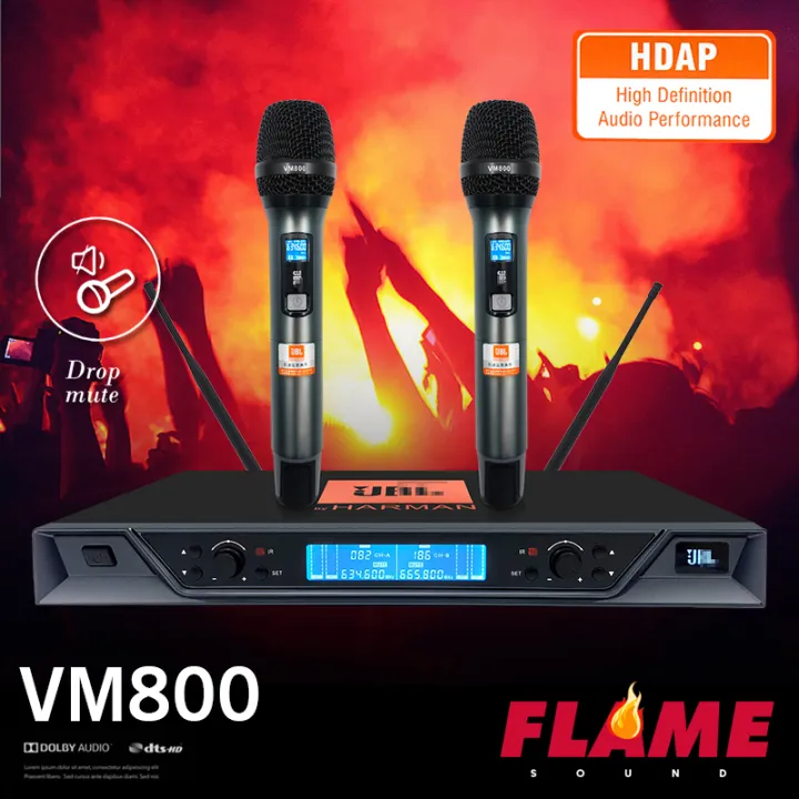 Wireless Microphone ไมโครโฟนไร้สายคู่ VM-800 ไมโครโฟนไร้สาย ช่วงรับ UHF ...