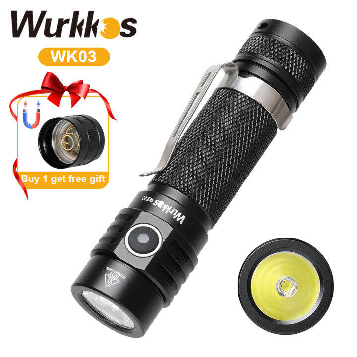 Wurkkos WK03 LED Flashlight 18650 Torch 1800LM ATR Luminus SST40 Rechargeable USB C Light IP68 ...