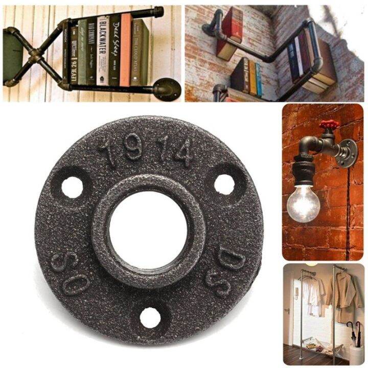 Black Iron Flange Pipe Floor Fitting Wall Mount 1/2 inch Heavy Duty ...