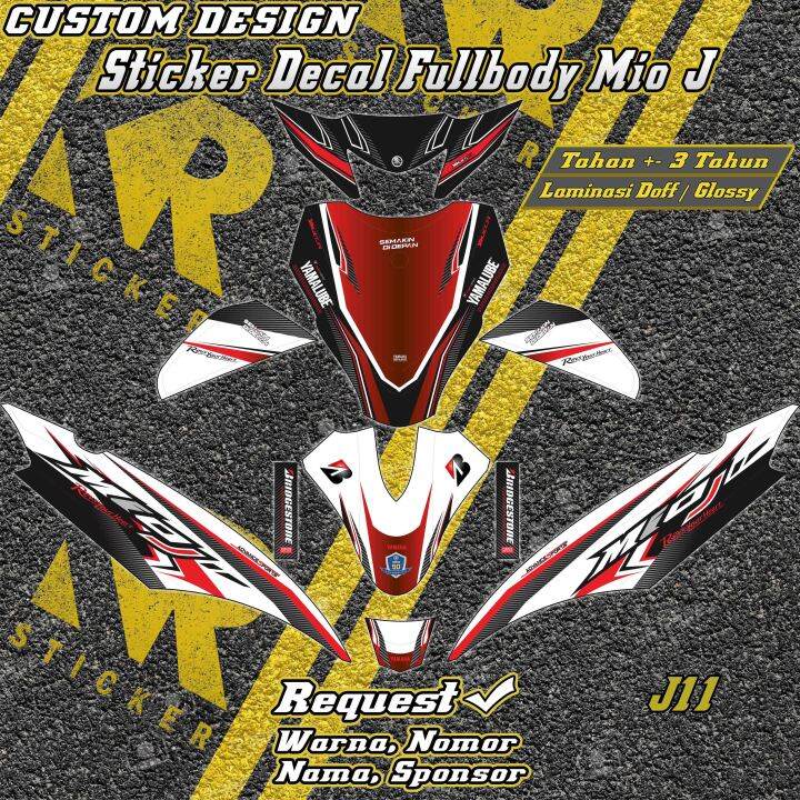 Stiker Decal Mio J | Custom desain request warna nama nomor sponsor ...