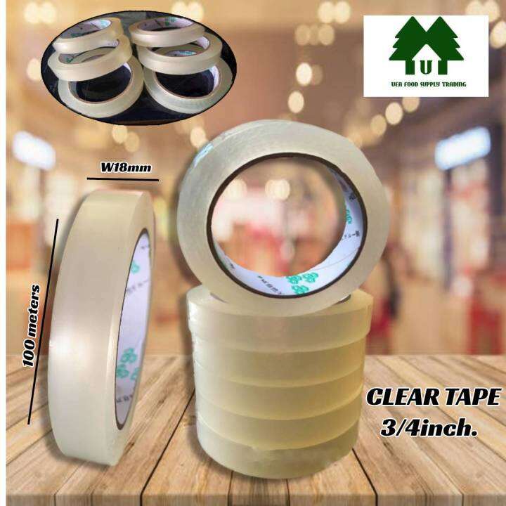 CLEAR SCOTCH TAPE 100METERS x 1.8CM(3/4inch) width | Lazada PH