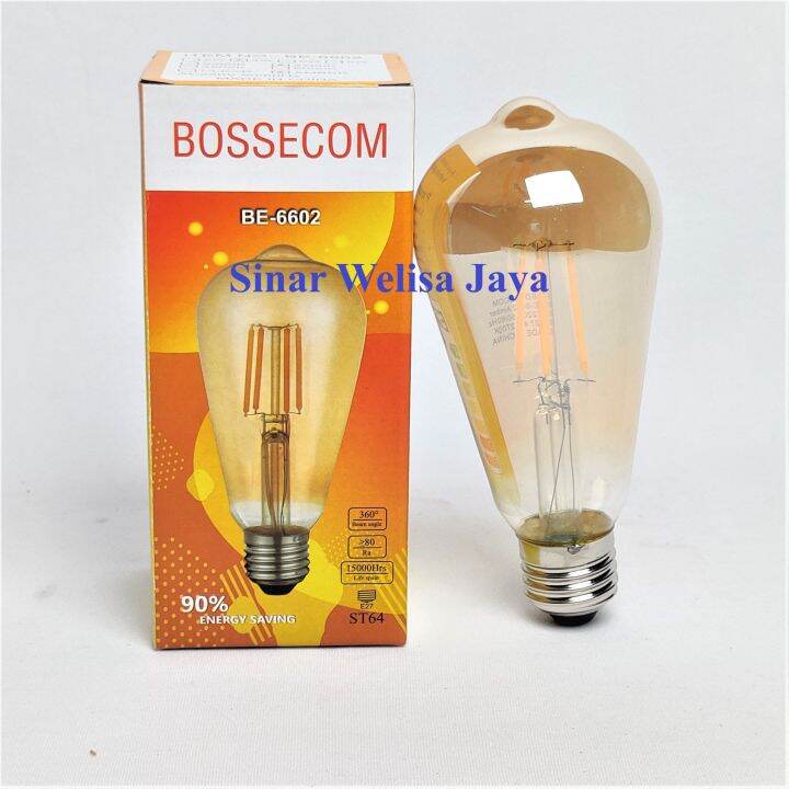Bossecom Lampu LED Pijar Filament Bulb 4W Kuning - ST64 | Lazada Indonesia