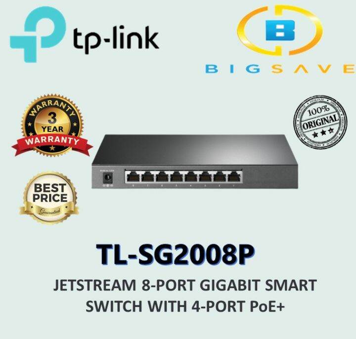 TP-LINK TL-SG2008P JETSTREAM™ 8-PORT GIGABIT SMART SWITCH WITH 4-PORT ...