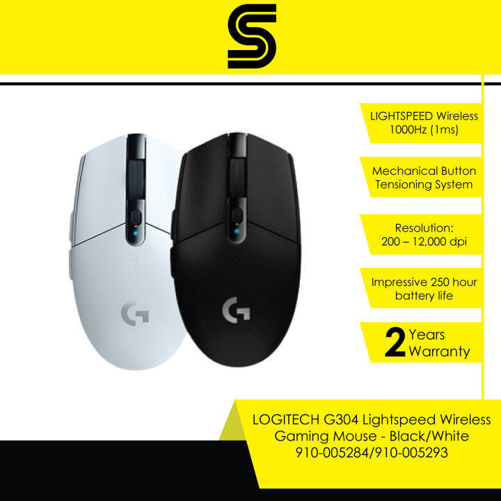 LOGITECH G304 Lightspeed Wireless Gaming Mouse - Black/White - 910 ...
