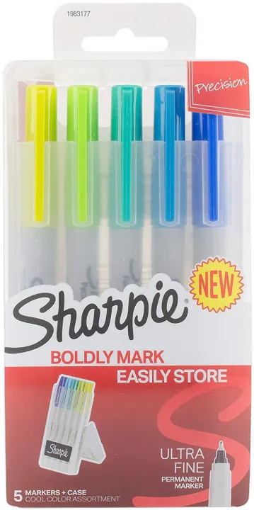 Sharpie Permanent Markers with Storage Case, Ultra Fine Point, Cool ...