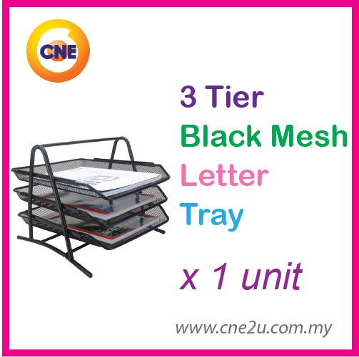 3 Tier File Document Letter Paper Tray / Mesh Wire 3-Tier Document Tray ...