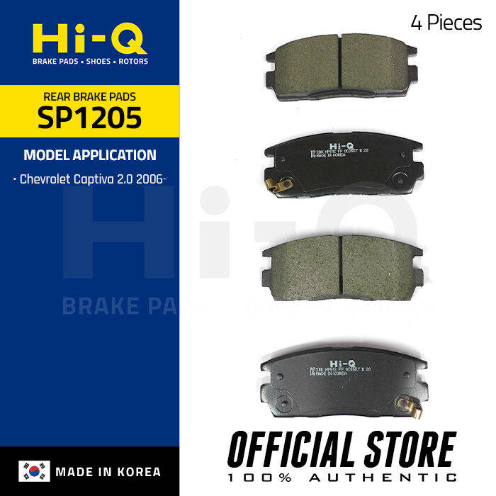 Hi-Q Rear Brake Pads for Chevrolet Captiva 2.0, 4 Pieces SP1205 | Lazada PH