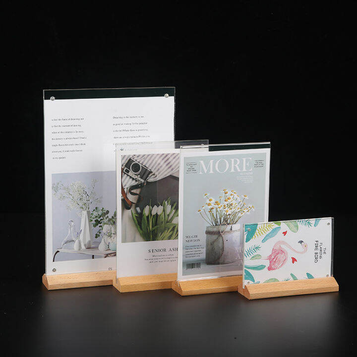 Wooden card slot Acrylic table card menu display board A4 table ...