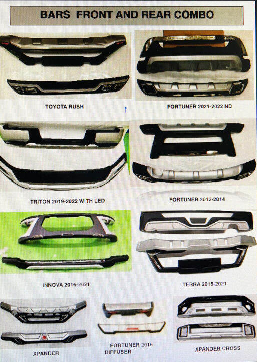 Front and Rear Bar Nudge for Fortuner, Rush, Innova, Triton, Xpander ...