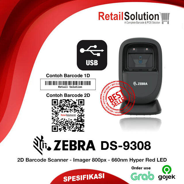 Barcode Scanner USB 2D QR Code - Zebra DS9308 / DS-9308 / DS 9308 | Lazada Indonesia