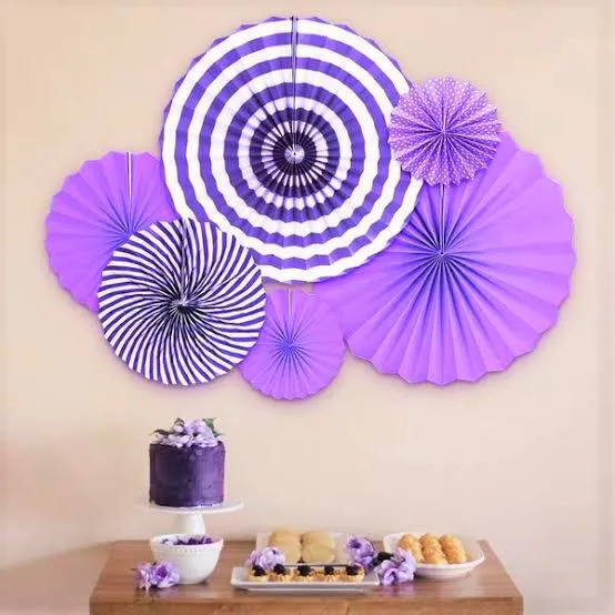 6 in 1 Simple Dark Blue Paper Fan Decoration for Blue Color Scheme ...