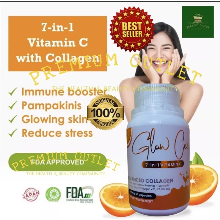 Glow Cee-7-n-1,Non-Acidic,Vit-C,w/collagen,zinc etc. in 30 and 60 ...