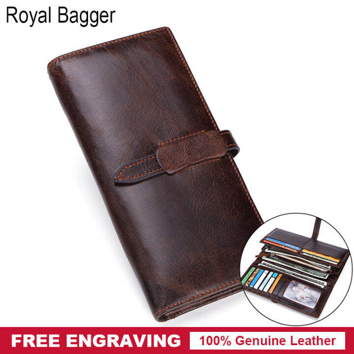 Royal Bagger RFID Long Wallet For Men Genuine Cow Leather Business ...