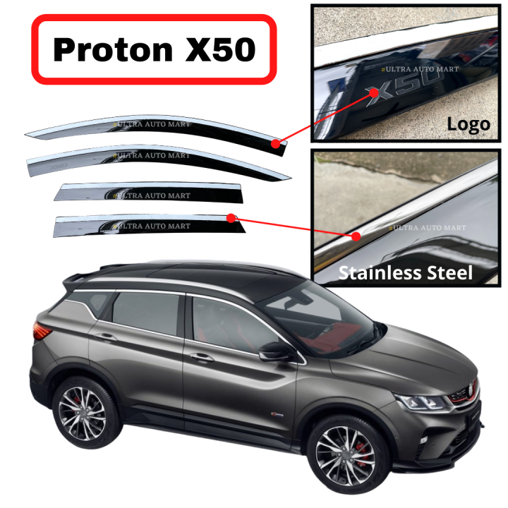 (Proton X50)(4 PCS) Car Door Window Wind Visor Moulding Sun Rain ...