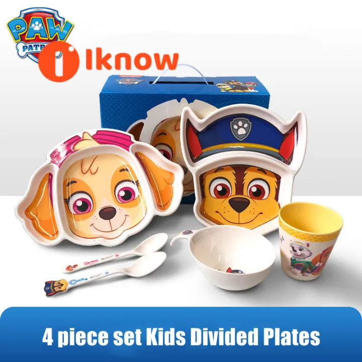 I know 4 piece set Kids Divided Plates, PAW Patrol Chase, Rocky, Rubble ...