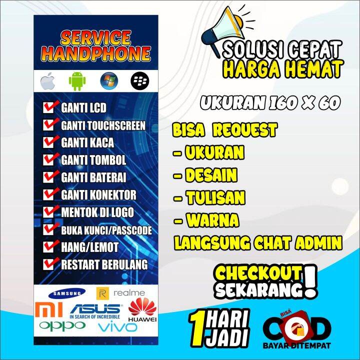 Spanduk/Banner Konter Service Hp Murah Free Desain 160 X 60 Cm 1 Hari ...