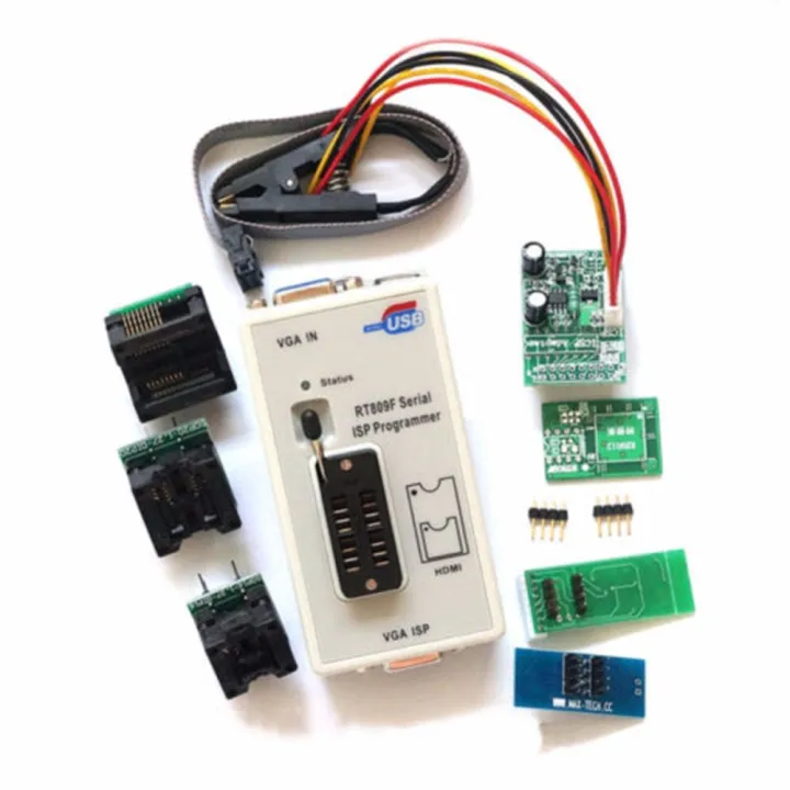 Rt809f ชุด Universal Eprom Flash Vga Isp Avr Programmer 7เต้ารับตัวแปลง Th