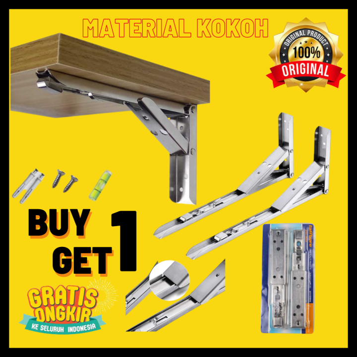 Braket Siku Dinding Untuk Papan Rak Kayu Engsel Stainless Steel 65kg 8 ...
