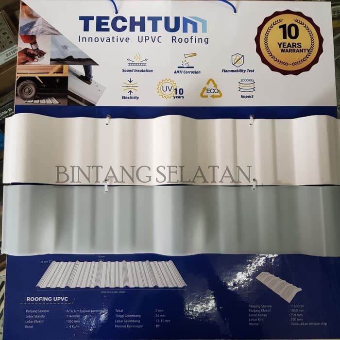 ATAP GELOMBANG UPVC TECHTUM/ ROOFING UPVC PUTIH GELOMBANG 6 | Lazada Indonesia