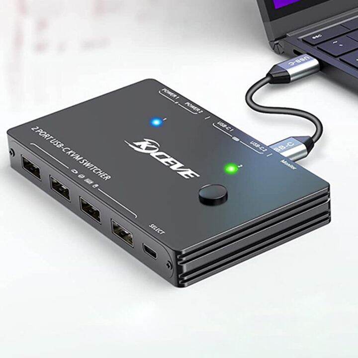 4K 60Hz USB KVM Switch 2 In 1 Out USB Type-C KVM Switcher ER Support PD ...