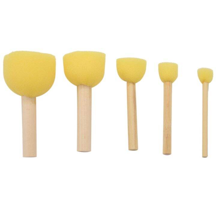 Pack of 30 Round Foam Sponge Paint Brush Set - Stencil Brush Value Pack - 5 Different Sizes ...