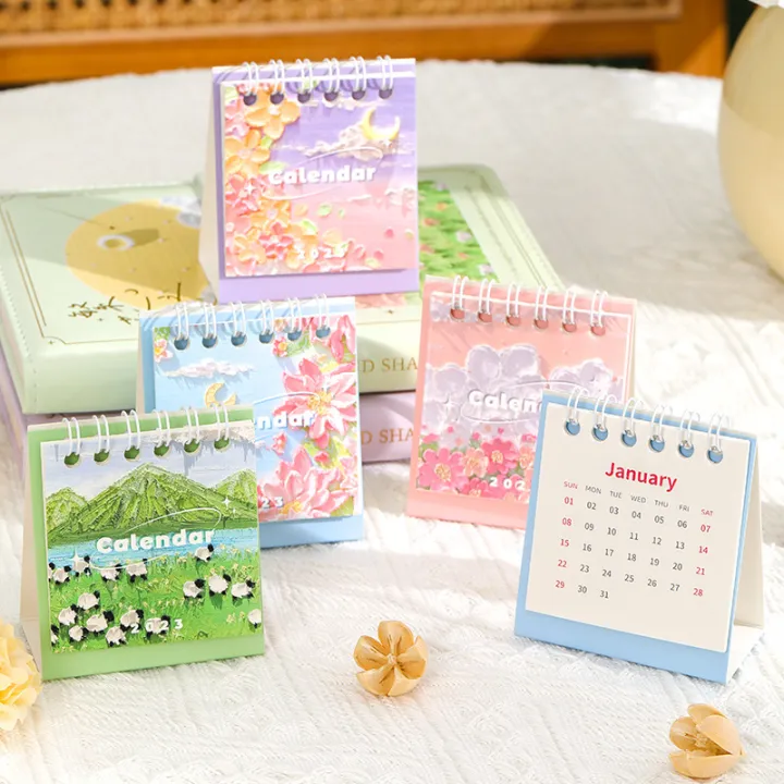 1pc 2023 Cute Mini Desk Calendar Pocket Event Reminder Memo Spiral ...