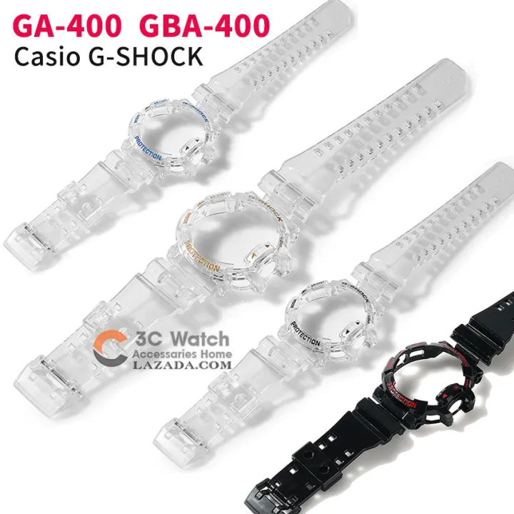 สายนาฬิกาข้อมือใสสำหรับ GA400 GBA-400 G ช็อกเปลี่ยนสาย GD400ยางกรณีวง ...