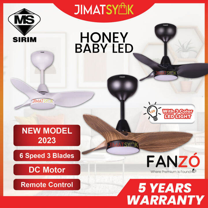 FANZÓ Fan FANZO HONEY BABY LED 30Inch 3 Blades 6 Speed DC Motor With ...