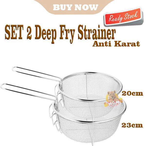 SET2 DeepFry Strainer saringan minyak Peniris gorengan stainless 20-23 ...