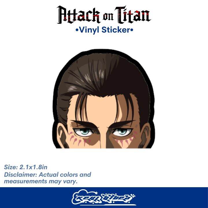 Eren Attack on Titan Sticker Anime Peeking Vinyl Peeker Stickers ...