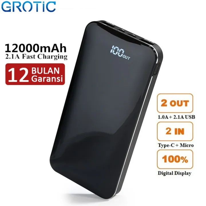 GROTIC Powerbank 24000 20000 12000 8000 mah Fast Charging Power Bank | Lazada Indonesia