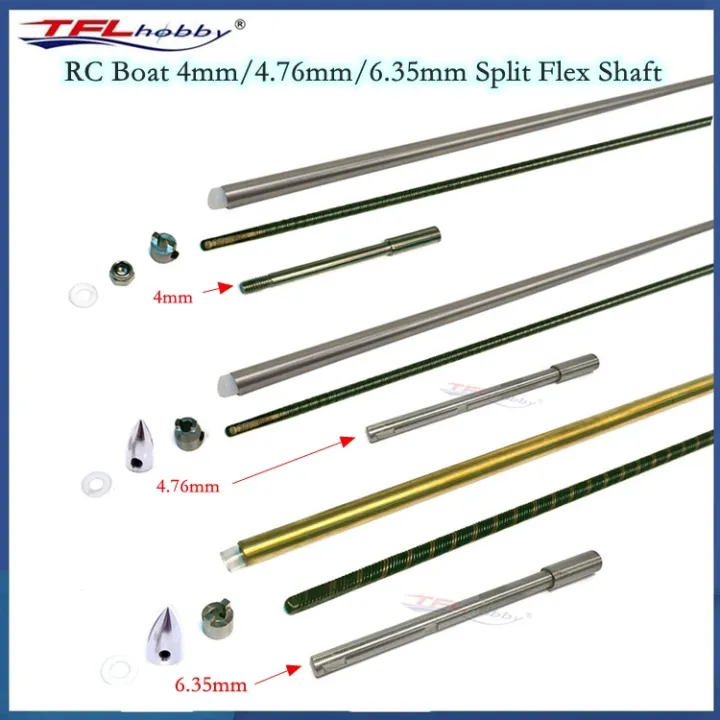 TFL RC Boat 4mm/4.76mm(3/16)/6.35mm(1/4) Split Flex Shaft Kit 300mm Flexible Cable Drive Dog ...
