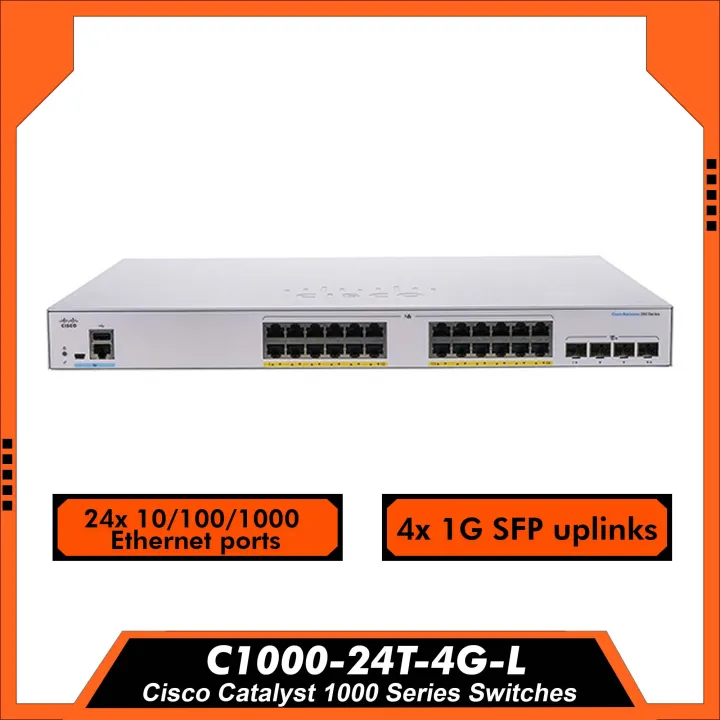 Cisco Catalyst 1000 Series Switches│C1000-24T-4G-L│24x 10/100/1000 Ethernet ports 4x 1G SFP ...