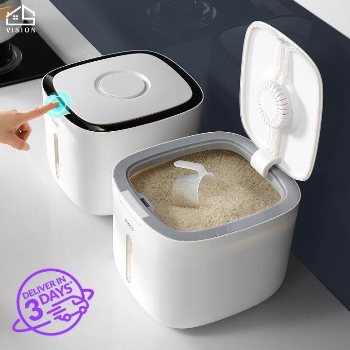 [Philippines Ready] Vision 10KG Kitchen Rice Storage Bucket Grains ...