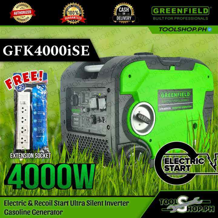 GREENFIELD 4000W Electric Start Inverter Ultrasilent Gasoline Generator ...