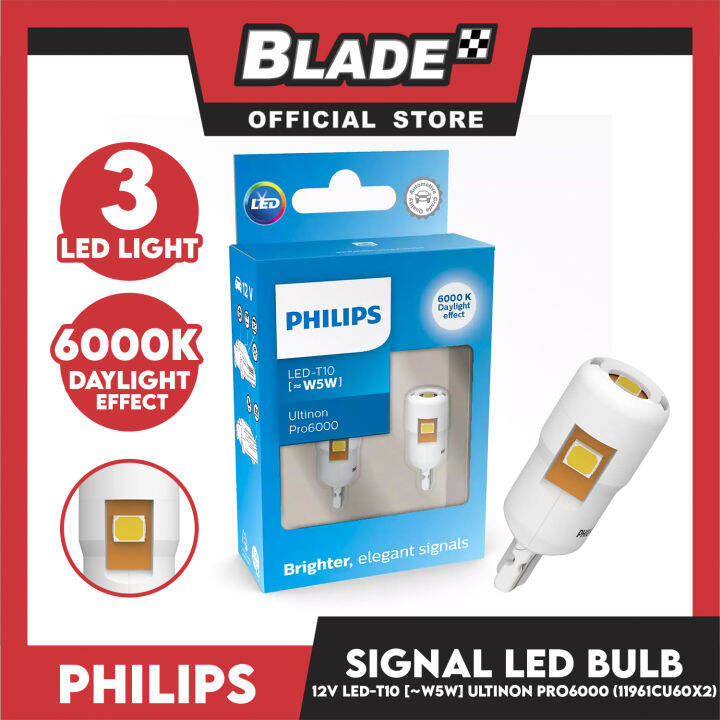 Philips Ultinon Pro6000 SI Car Signaling Bulb 11961CU60X2 LED-T10 W5W ...