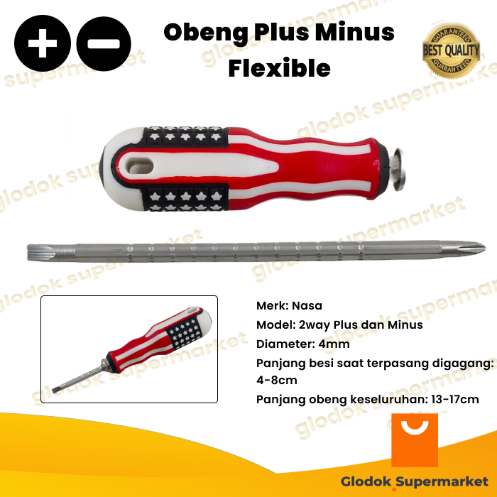 Obeng Bolak Balik Flexible Nasa Panjang 4-8cm Diameter 4mm Plus Minus Magnet 2 Way | Lazada ...