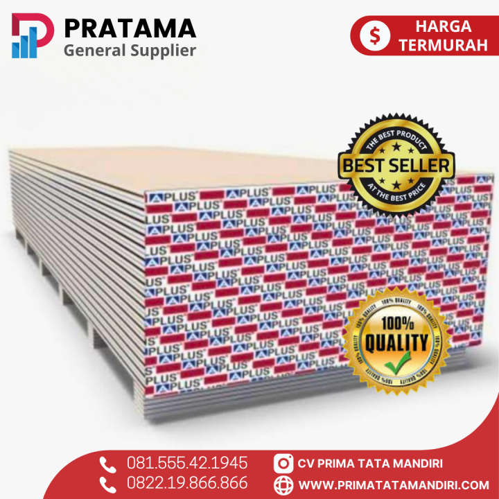 GIPSUM A-PLUS 9mm / GYPSUM A+ / GYPSUM BOARD APLUS 1.2x2.4 m / surabaya ...