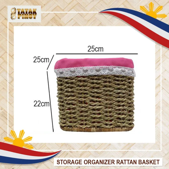TATAK PINOY Rattan Basket Storage Baskets 25 x 25 x 22cm Shelf ...