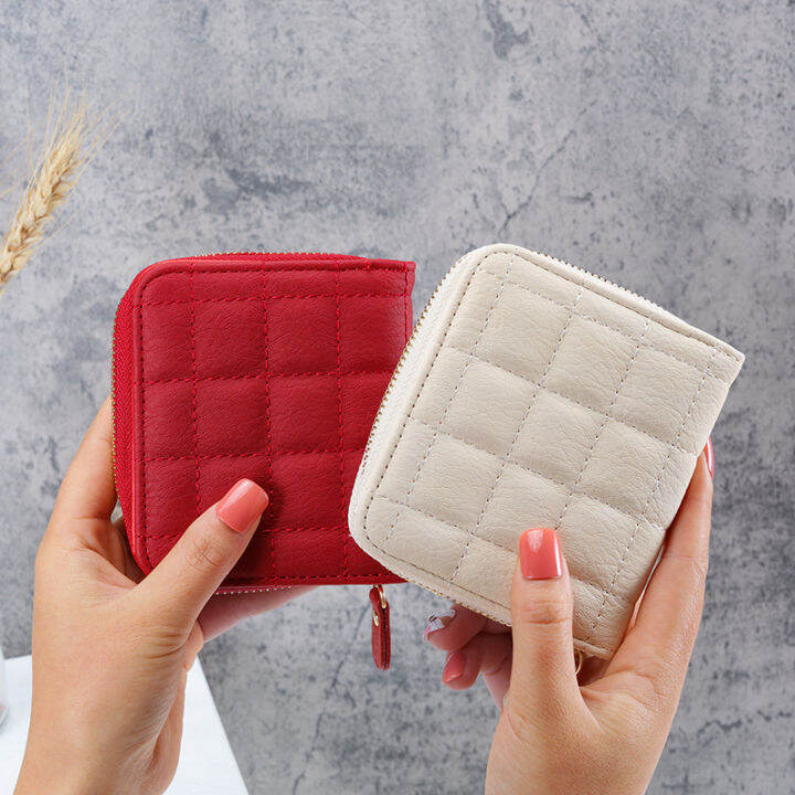 Short Wallet for Women's Multi-card Zipper Leather Square Purse Niche ...