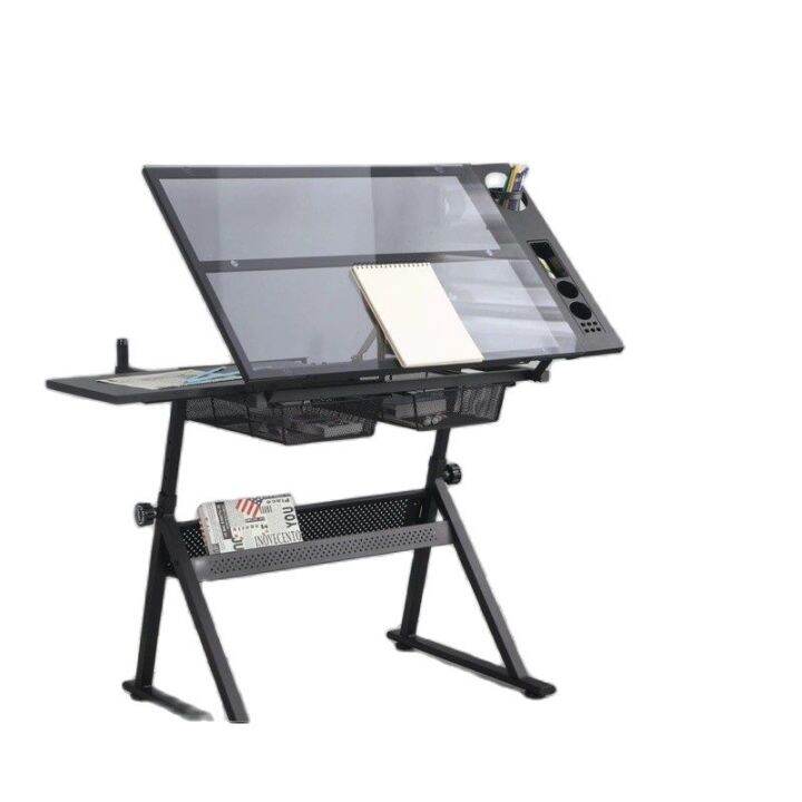Drafting glass table drawing table drafting table adjustable with extra ...