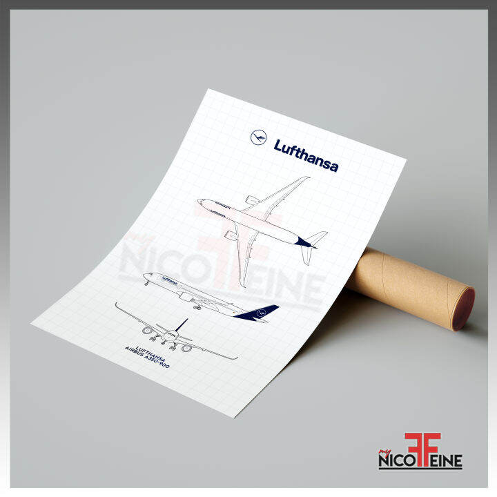 [Poster Only] Lufthansa Air Airbus A350 900 Flight Germany Airline ...