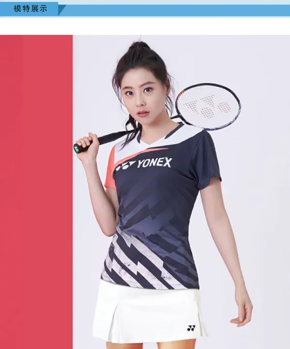 Yonex แบดมินตันสวมใส่ของผู้หญิงฤดูร้อน YY สำหรับทั้งหญิงและชายเสื้อยืดกีฬา Yonex ทีมการพิมพ์แบบ ...