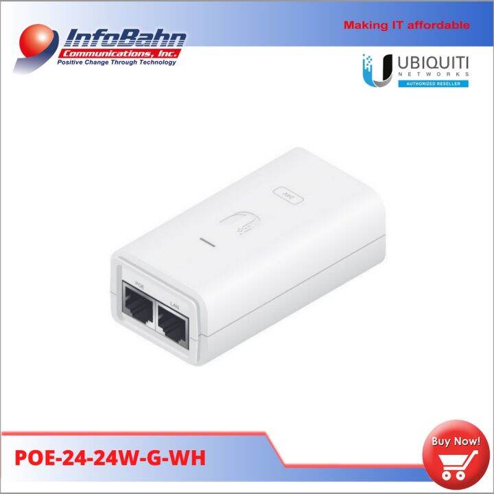 Ubiquiti PoE Injector 24VDC at 1.0A 24W; Gigabit LAN Port (POE-24-24W-G ...
