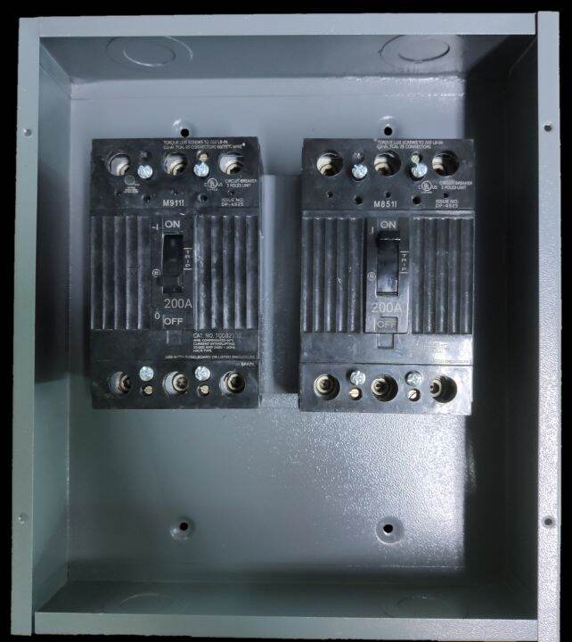 200A MTS 3 Pole Three Phase Manual Transfer Switch GE TQD Breaker ...