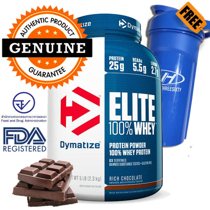 Dymatize Nutrition Elite 100% Whey Protein - 5 lbs Rich Chocolate ...