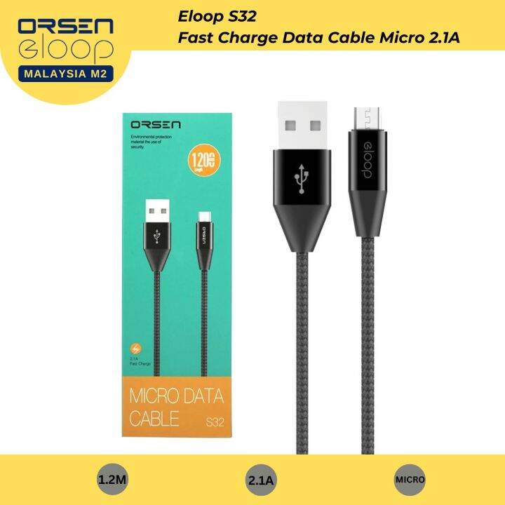 Orsen Eloop S32 Fast Charger 2.1A Micro Data Cable | Lazada